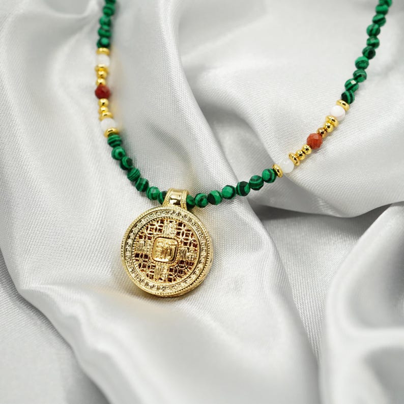 Money Attraction Abundance Energy Necklace • Gold Coin Compass Pendant ...