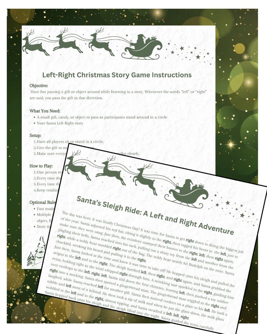 Santa Left-right Game - Etsy