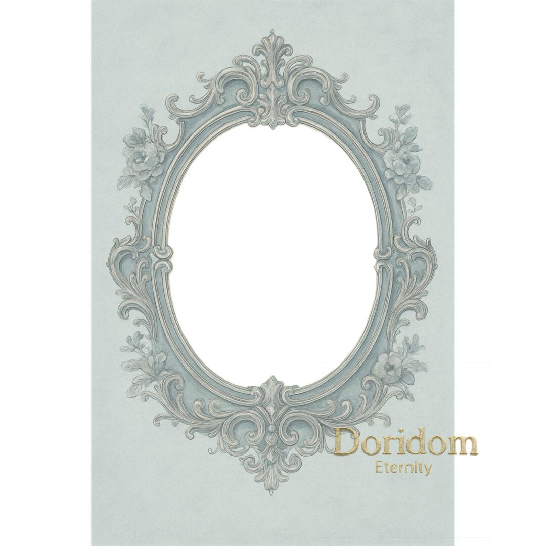 Classical Rococo Frame No.2 | Pastel Blue Baroque Oval | Vintage ...