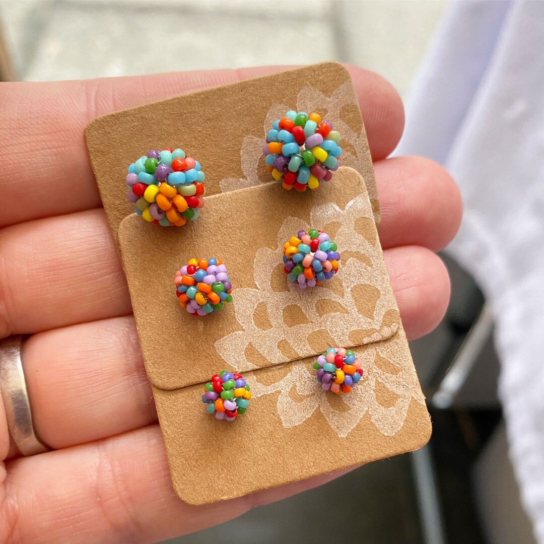 Handwoven Stud Earrings - Stud Earrings, Handmade Earrings, Rainbow ...