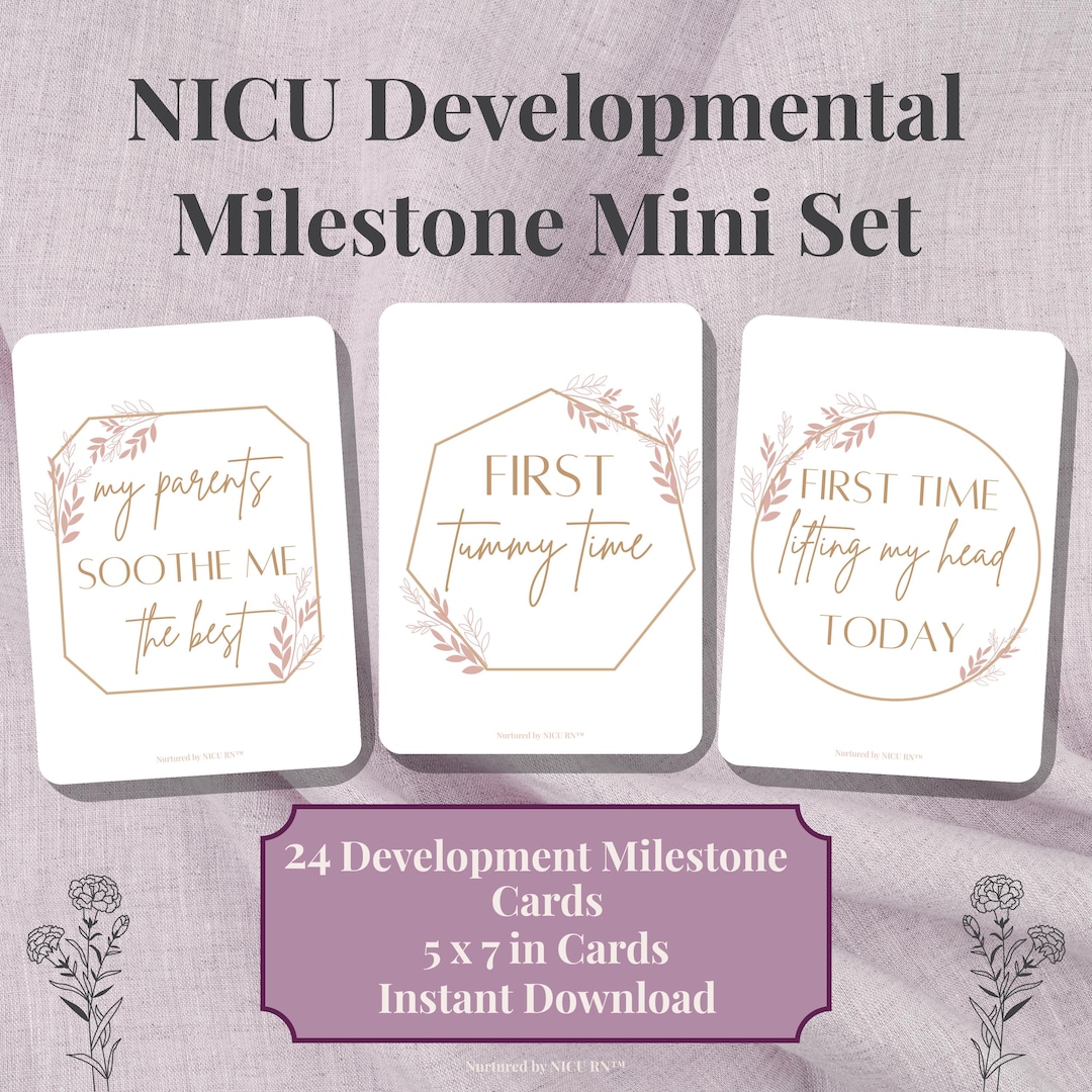 NICU Development Milestone Cards (24) | Sensory & Bonding Milestones ...