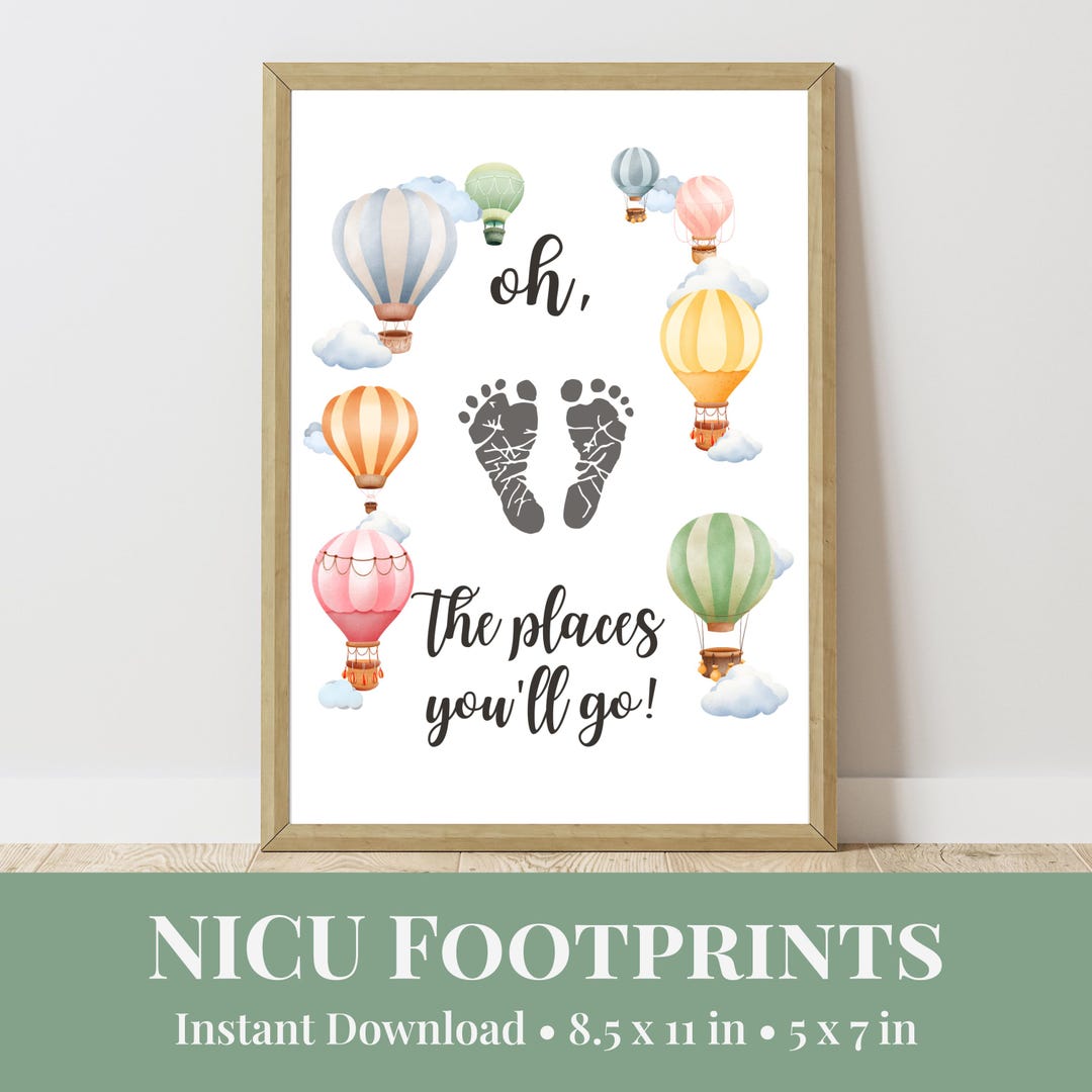 Oh, the Places You’ll Go Footprint Printable • Hot Air Balloon Baby ...