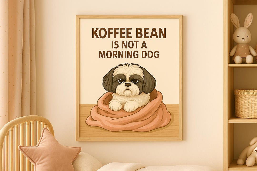 Shih Tzu Art Print | Koffee Bean Cartoon Dog (digital Download) - Etsy