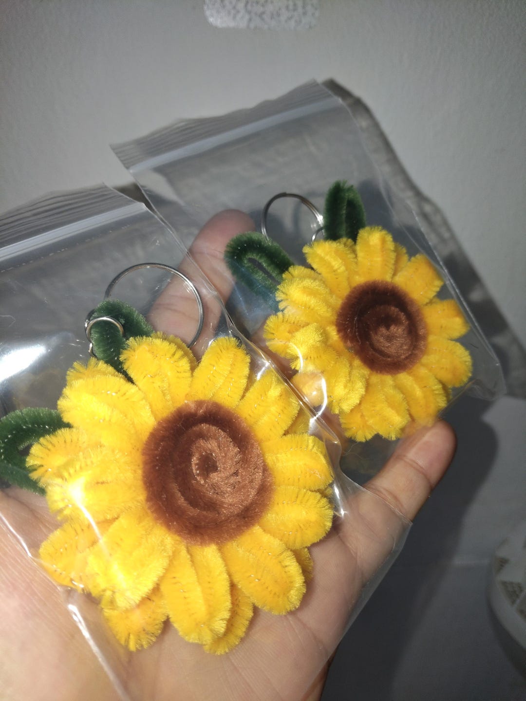 Handmade Mini Flower Keychain | Fuzzy Wire Flower - Etsy