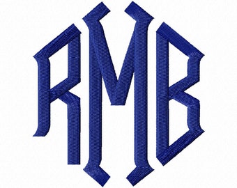 Custom Classic 3 Letter Monogram Embroidery Design | Etsy