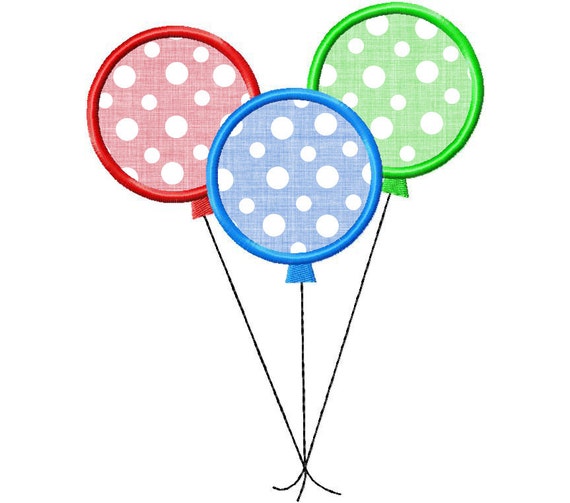 Applique Balloons Machine Embroidery Design 4 Sizes | Etsy