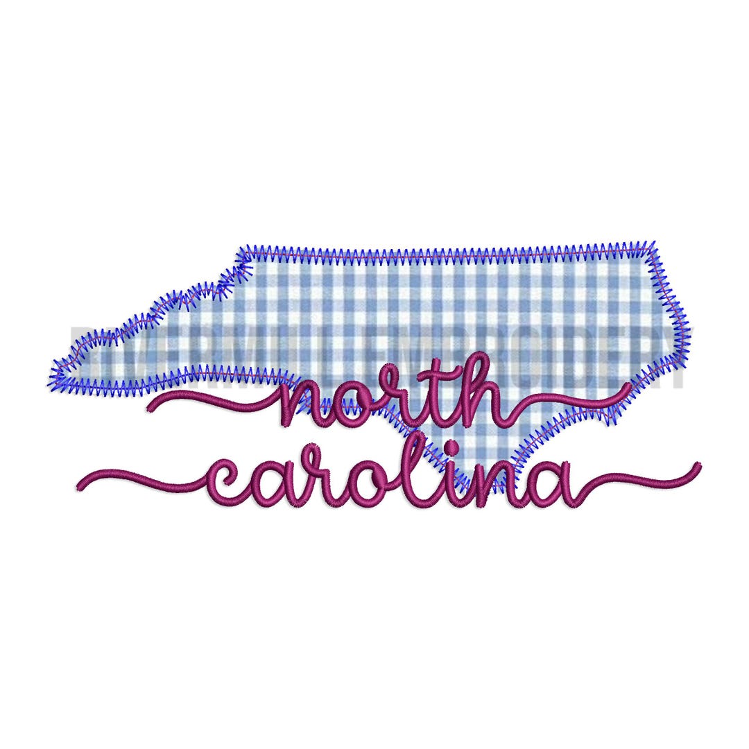 North Carolina NC Zig Zag Applique Machine Embroidery Design - 4 Sizes ...