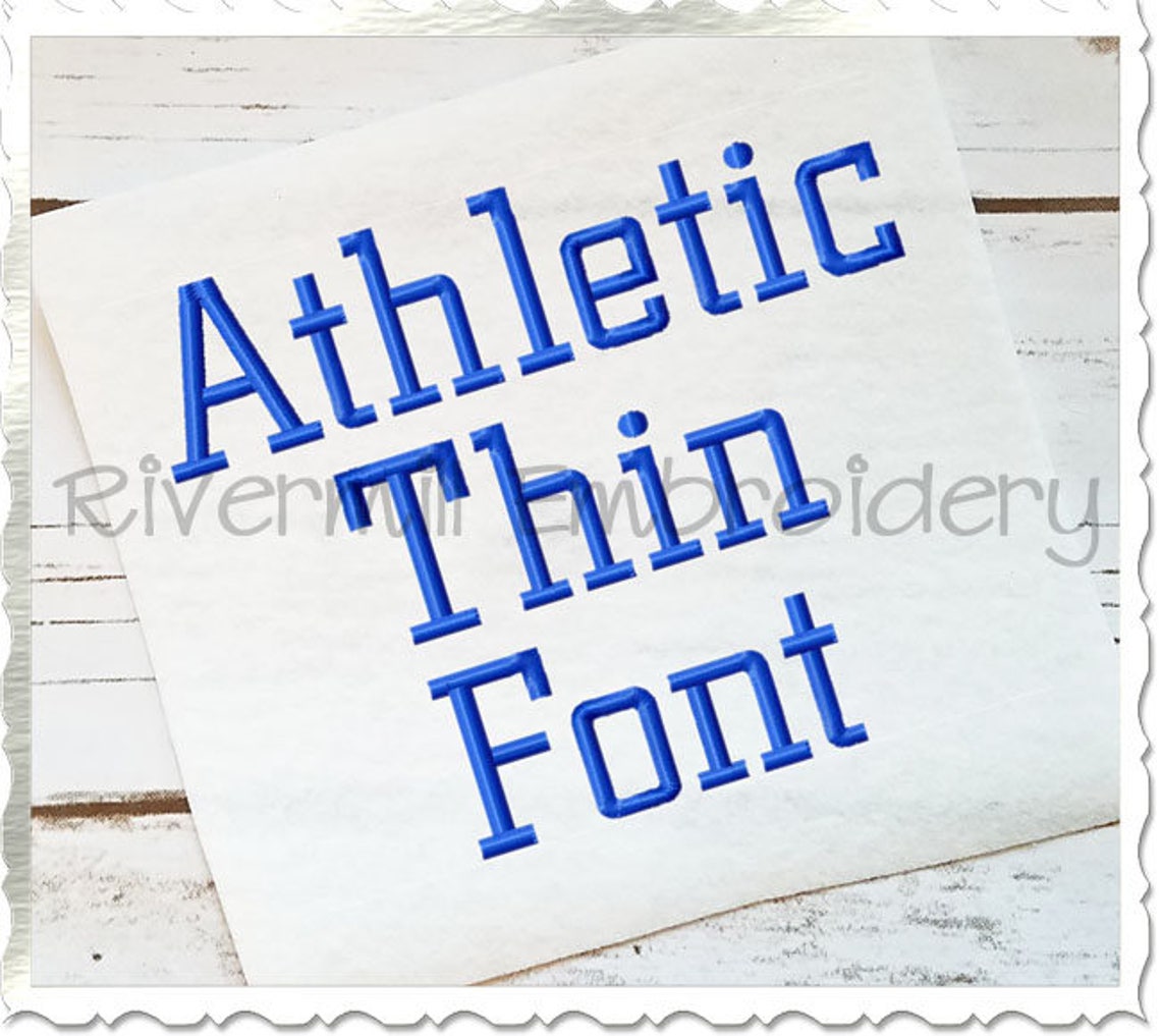 Athletic Block Thin Machine Embroidery Font Alphabet 3 Sizes - Etsy