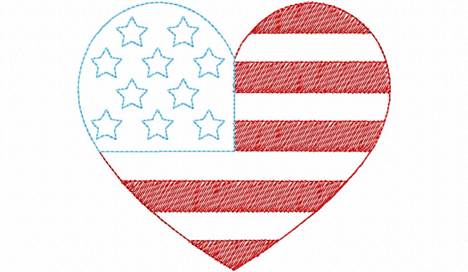 Vintage Style Heart Shaped American Flag Machine Embroidery Design - Etsy