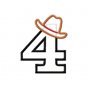 Cowboy Hat Applique Birthday Numbers Machine Embroidery Design - 4 ...