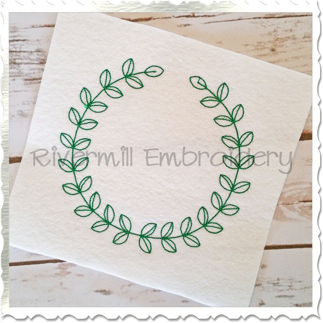 Vintage Style Laurel Leaf Monogram Frame Machine Embroidery Design - Etsy
