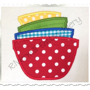 Applique Stacked Mixing Bowls Machine Embroidery Design - 4 Sizes ...
