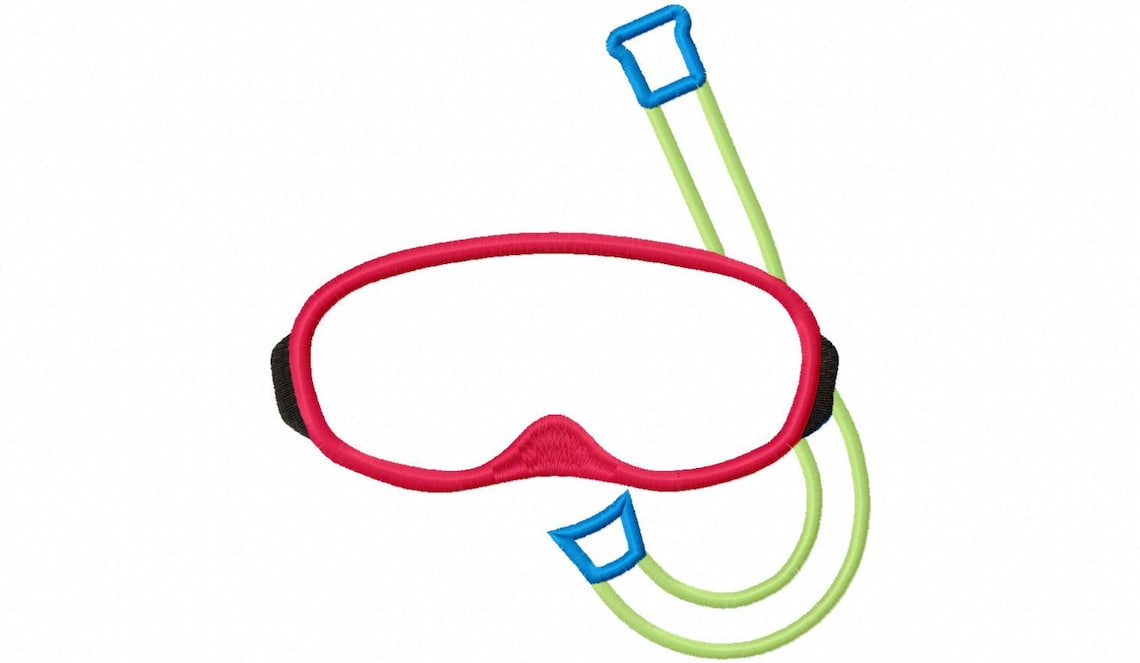 Applique Swim Goggles & Snorkel Machine Embroidery Design - 4 Sizes ...