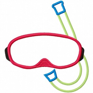 Applique Swim Goggles & Snorkel Machine Embroidery Design - 4 Sizes ...