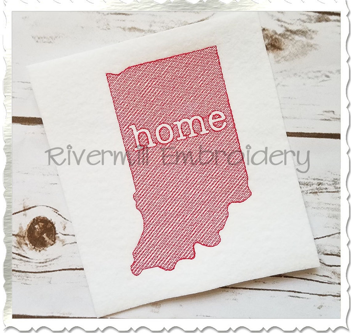 Sketch Style Indiana Home Machine Embroidery Design - Etsy