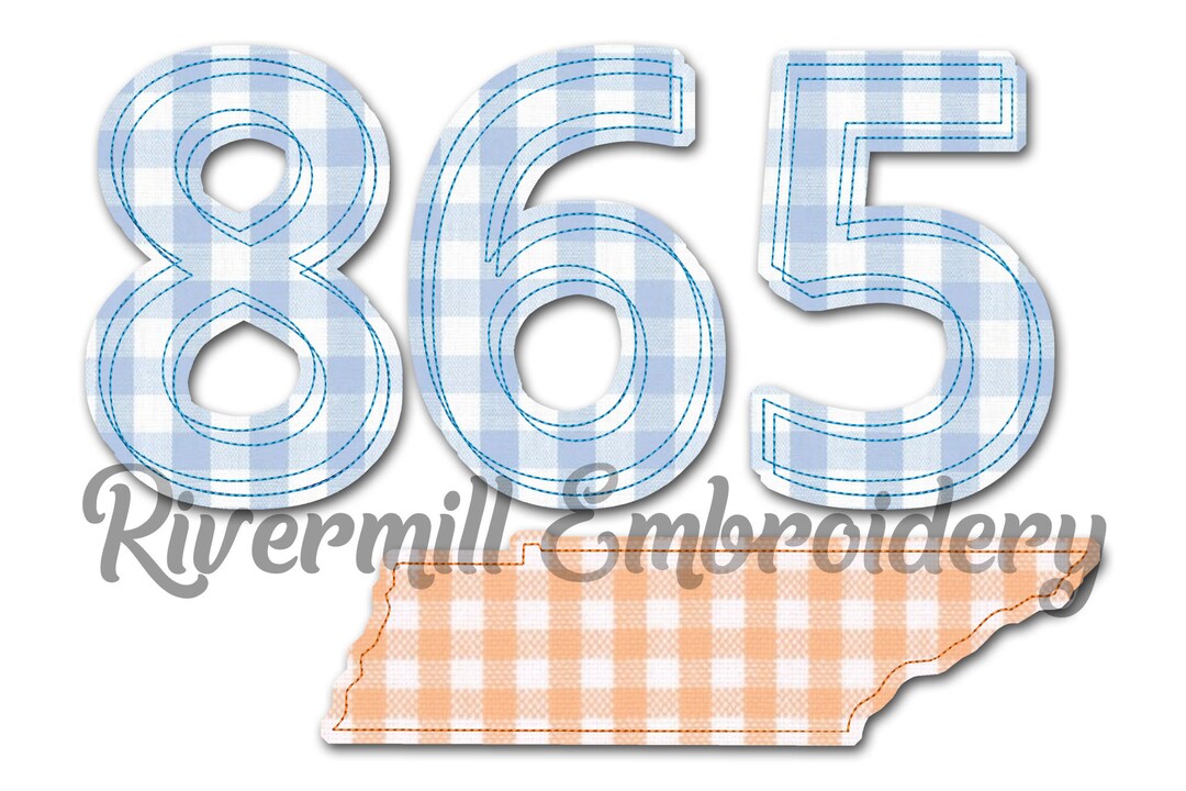 TN 865 Area Code Raggy Applique Machine Embroidery Design - 4 Sizes ...