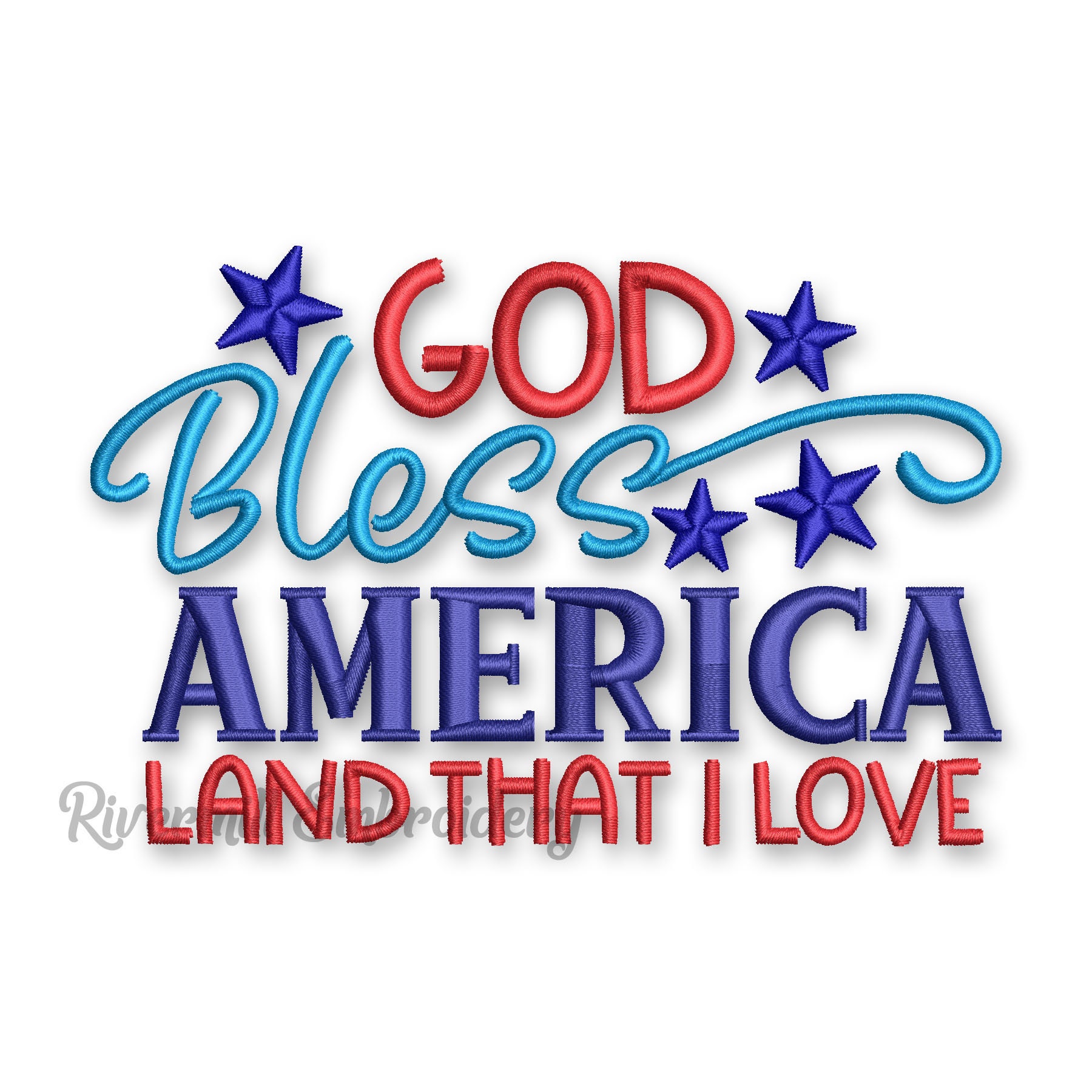 God Bless America Land That I Love Machine Embroidery Design - 4 Sizes ...