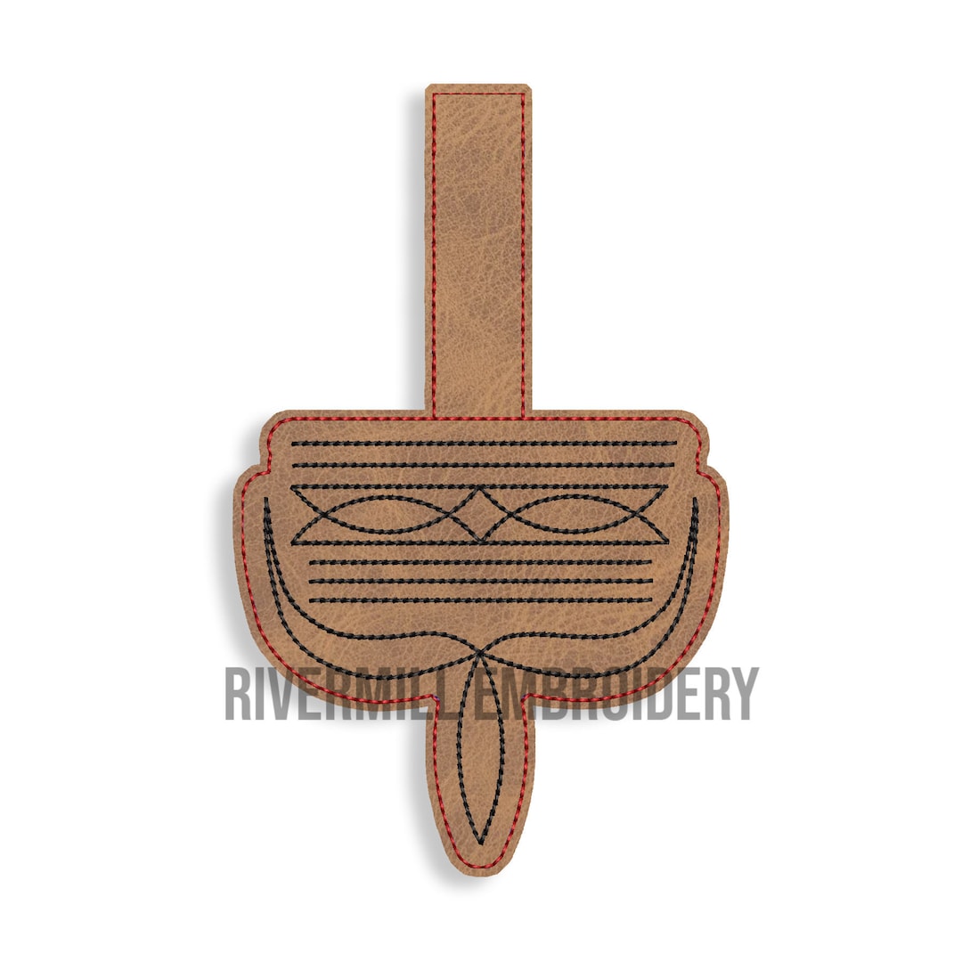 Cowboy Boot Toe Stitch in the Hoop Snap Tab Key Fob Machine Embroidery ...
