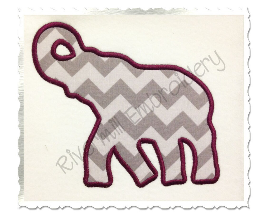 Applique Elephant Silhouette Machine Embroidery Design - 5 Sizes ...