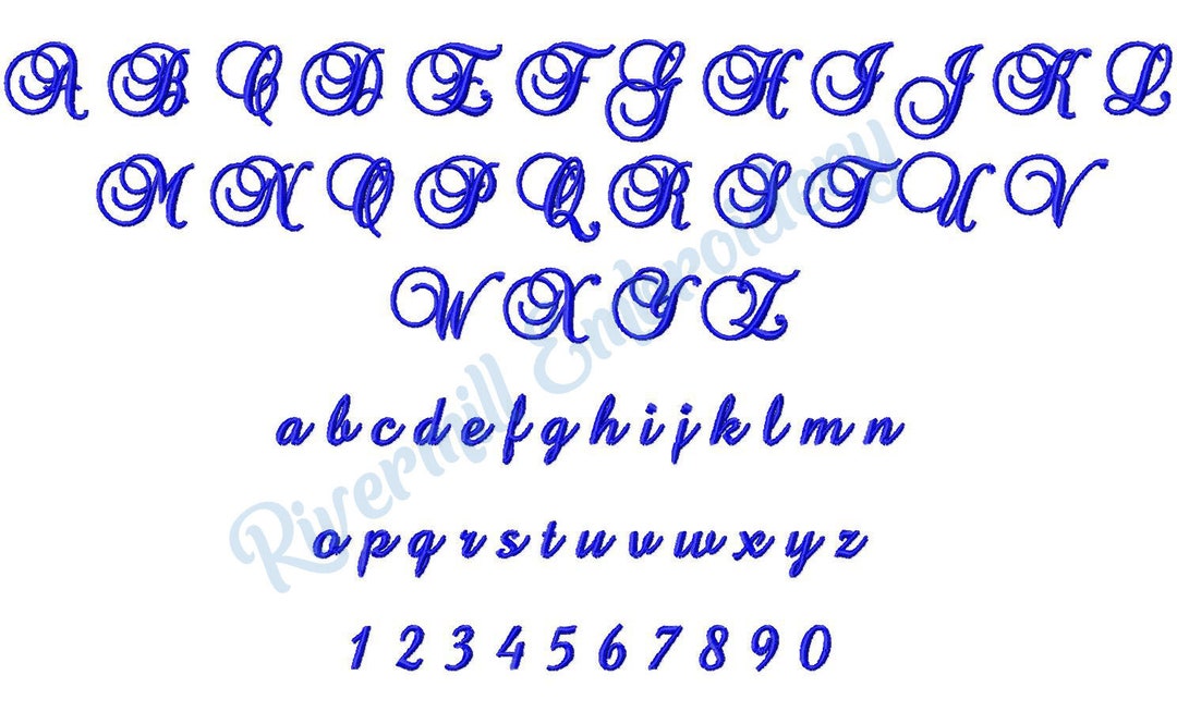 Small Mini Brock Script Machine Embroidery Font Monogram Alphabet - 3/4 ...