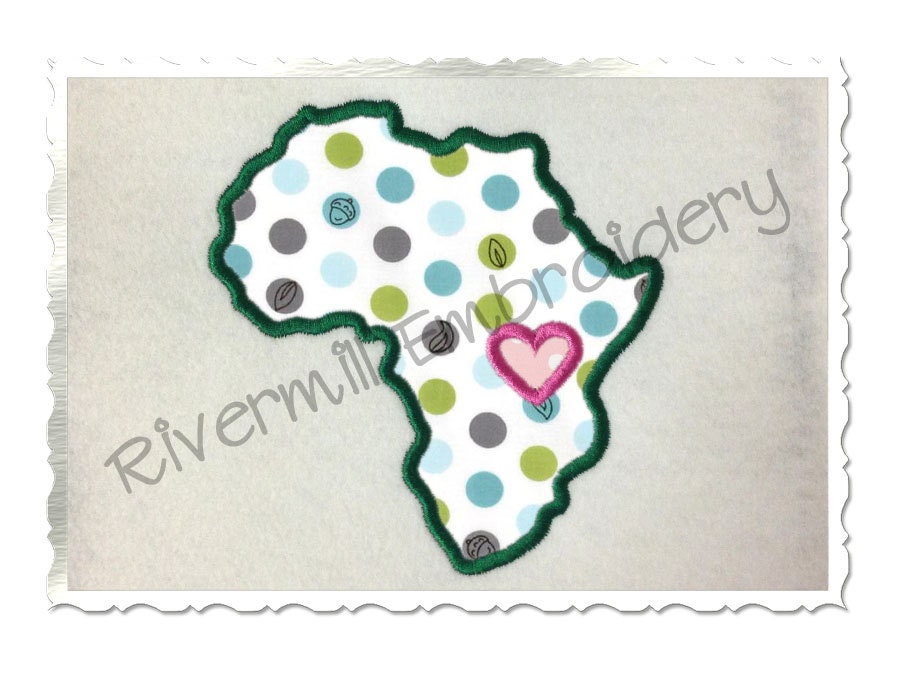 Applique Africa With a Heart Machine Embroidery Design - 4 Sizes ...