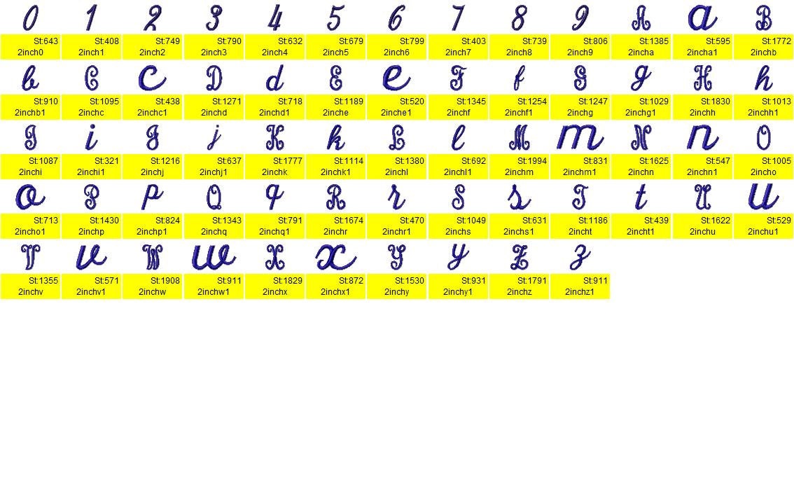 Classic Script Machine Embroidery Font Monogram Alphabet - 3 Sizes - BX ...