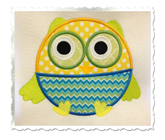 Applique Owl Machine Embroidery Design 3 Sizes | Etsy