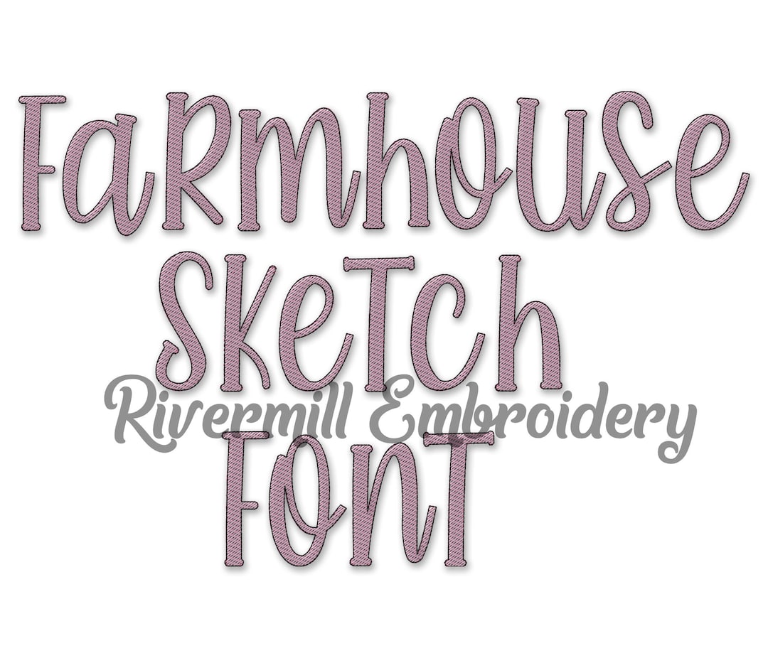 Farmhouse Sketch Style Machine Embroidery Font Monogram Alphabet - 3 ...