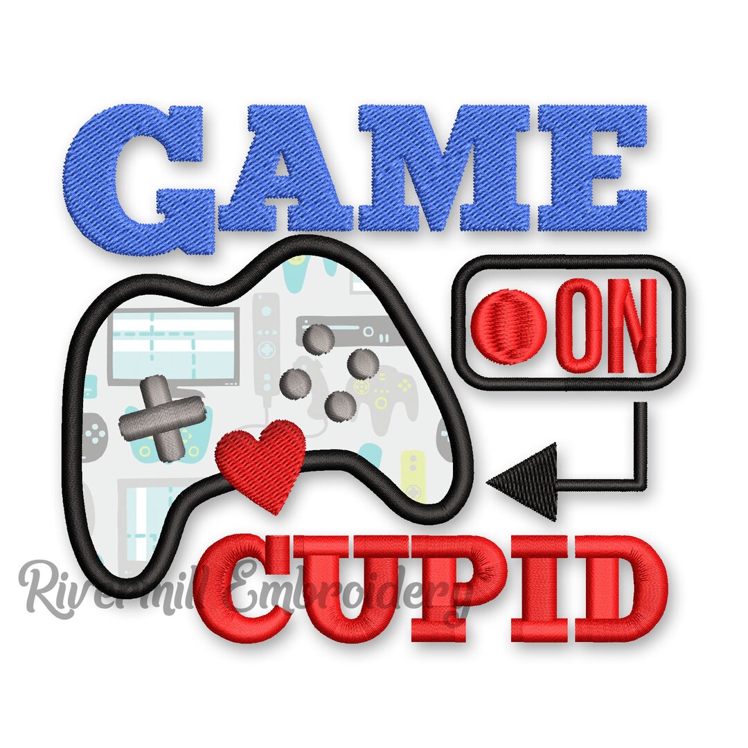 Game on Cupid Valentine's Day Machine Embroidery Design - 3 Sizes - Etsy