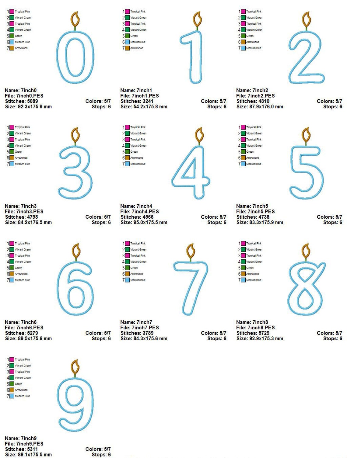 Applique Birthday Candle Numbers Machine Embroidery Design 4 - Etsy