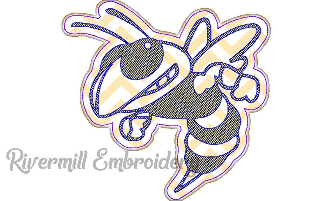 Yellow Jacket Raggy Applique Machine Embroidery Design - 4 Sizes ...