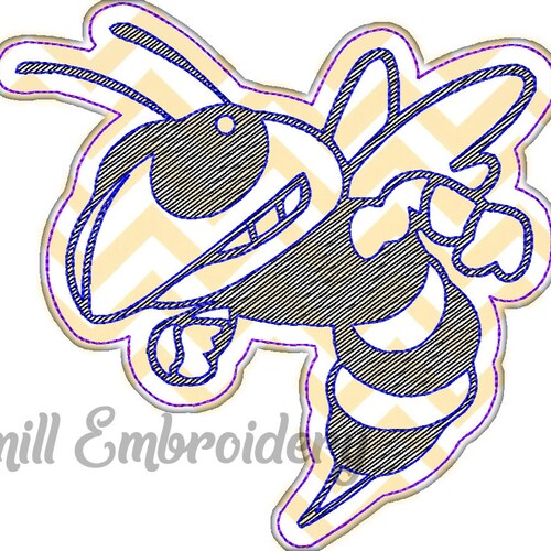 Yellow Jacket Raggy Applique Machine Embroidery Design 4 - Etsy