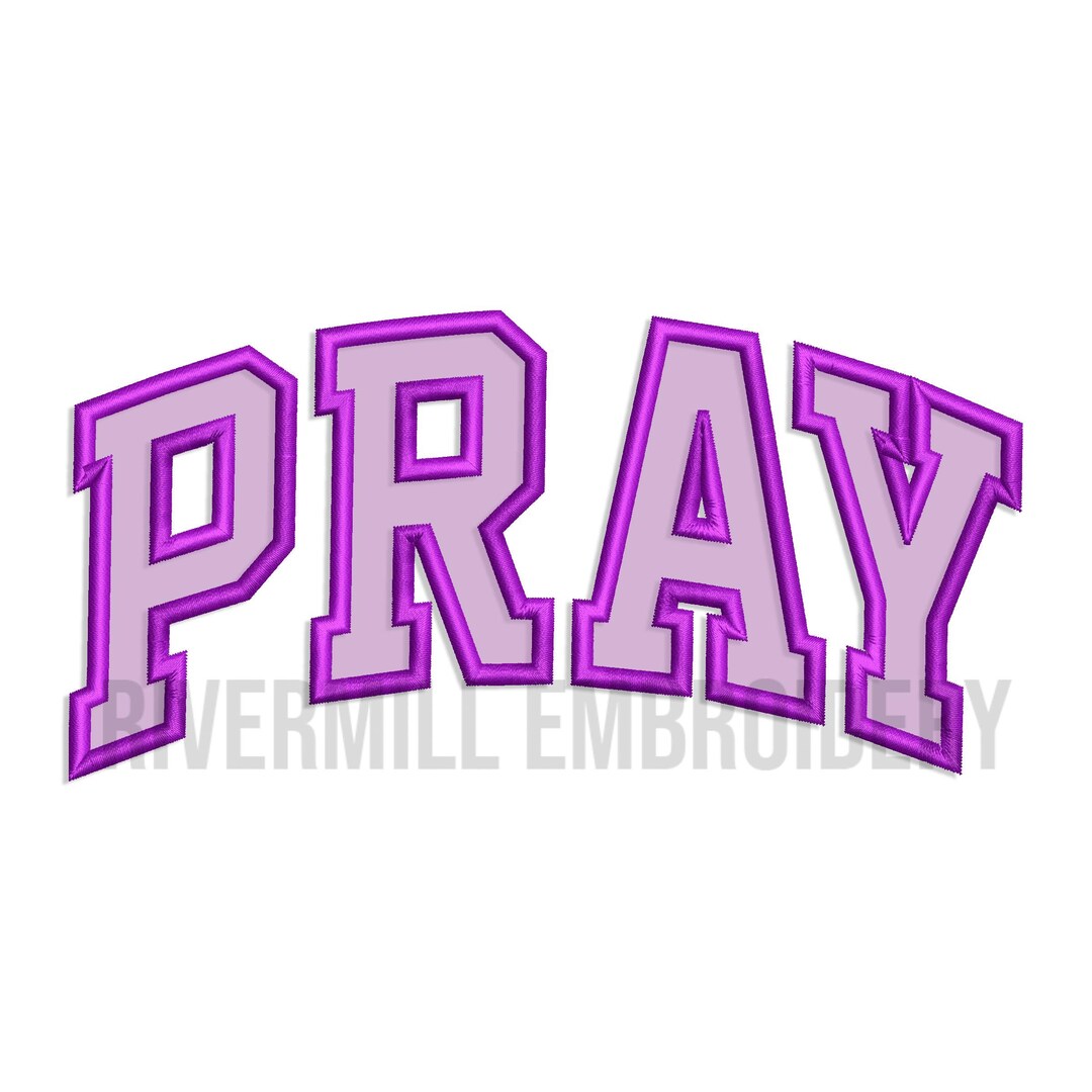 Arched Applique PRAY Machine Embroidery Design Instant Download Digital ...