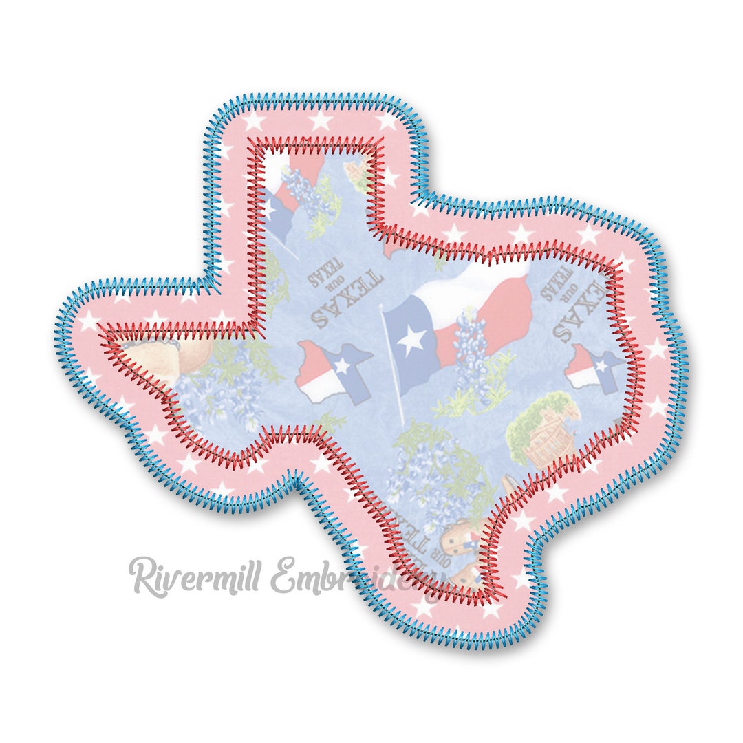 Zig Zag Double Applique State of Texas Machine Embroidery Design - 4 ...