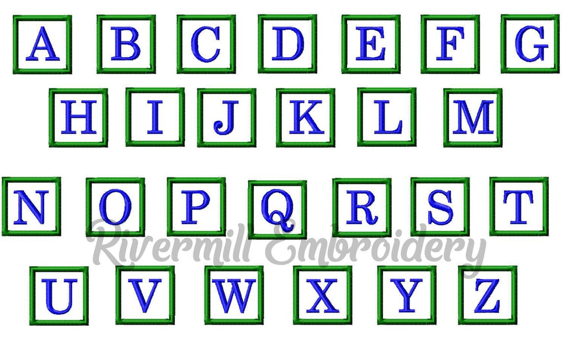 Small Square Monogram Initial Machine Embroidery Font Alphabet - Etsy