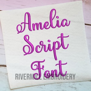 Amelia Script Machine Embroidery Font Monogram Alphabet - 3 Sizes - BX Files Instant Download ...