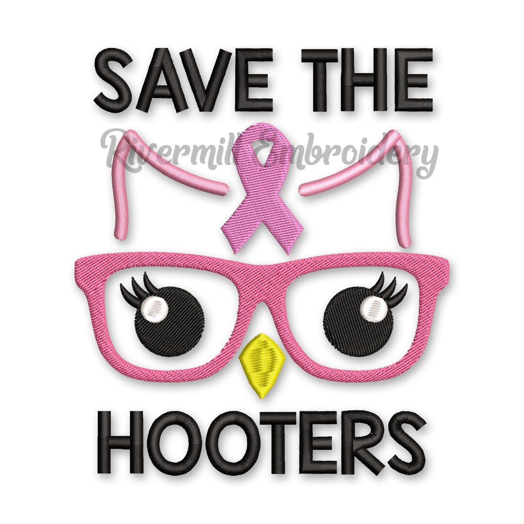 Save the Hooters Breast Cancer Awareness Ribbon Machine Embroidery ...