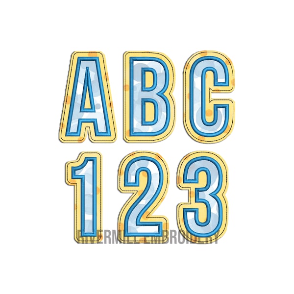 Satin Stitch Double Applique Font - Etsy