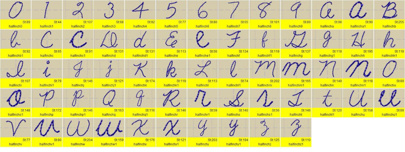 Small Vintage Handwriting Machine Embroidery Font Monogram Alphabet - 1 ...