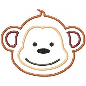 Applique Monkey Face Machine Embroidery Design - 4 Sizes - Instant ...
