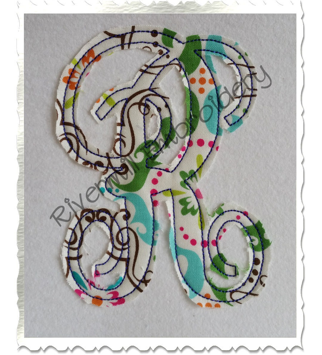 Raggy Fancy Monogram Applique Machine Embroidery Font Alphabet - 4 ...