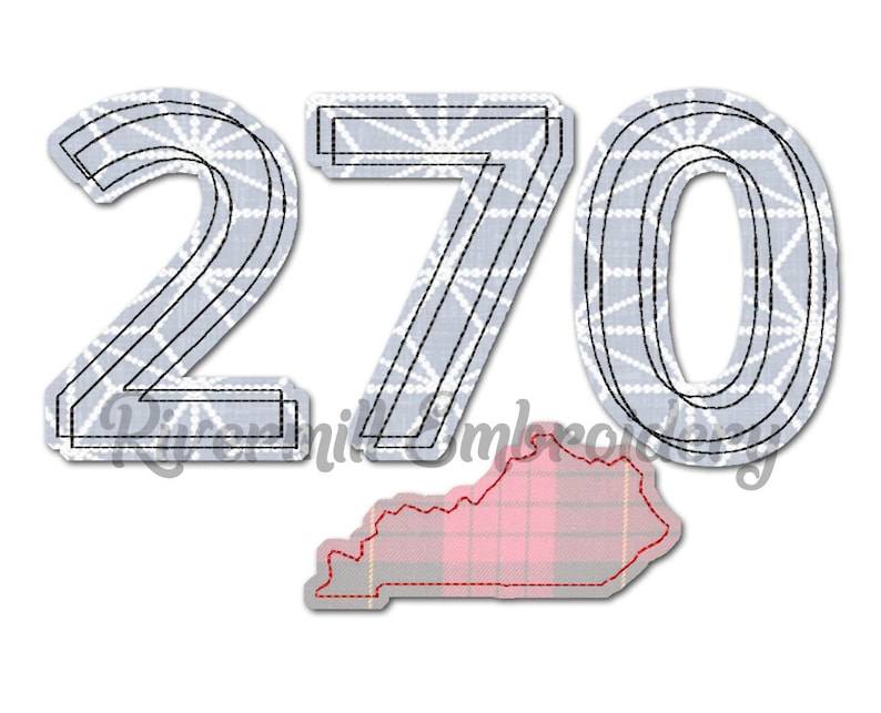 KY Kentucky 270 Area Code Raggy Applique Machine Embroidery - Etsy