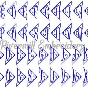 Large Antique Style Two Letter Monogram Machine Embroidery Font ...