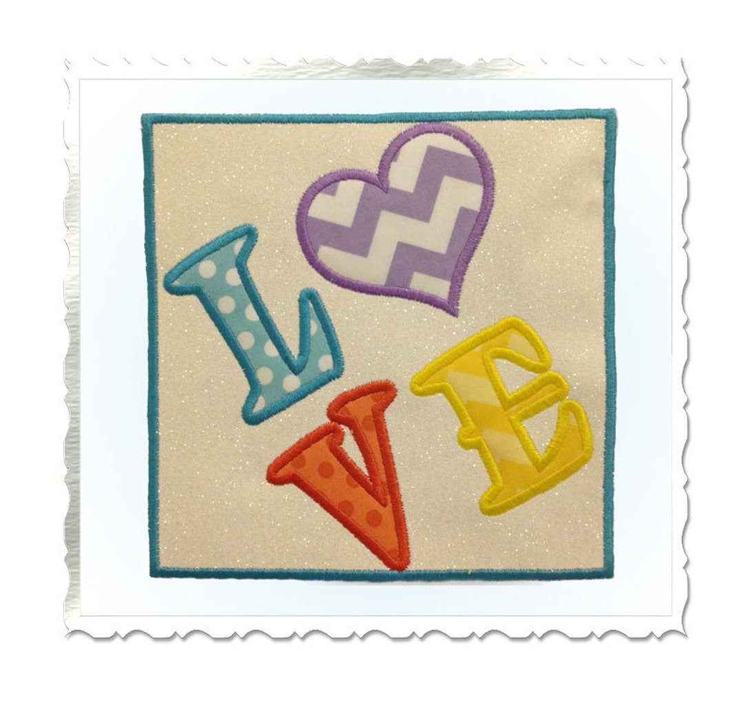 Applique LOVE Machine Embroidery Design - 3 Sizes - Instant Download ...