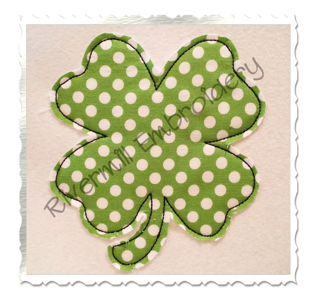 Raggy Applique Four Leaf Clover Machine Embroidery Design - 4 Sizes ...