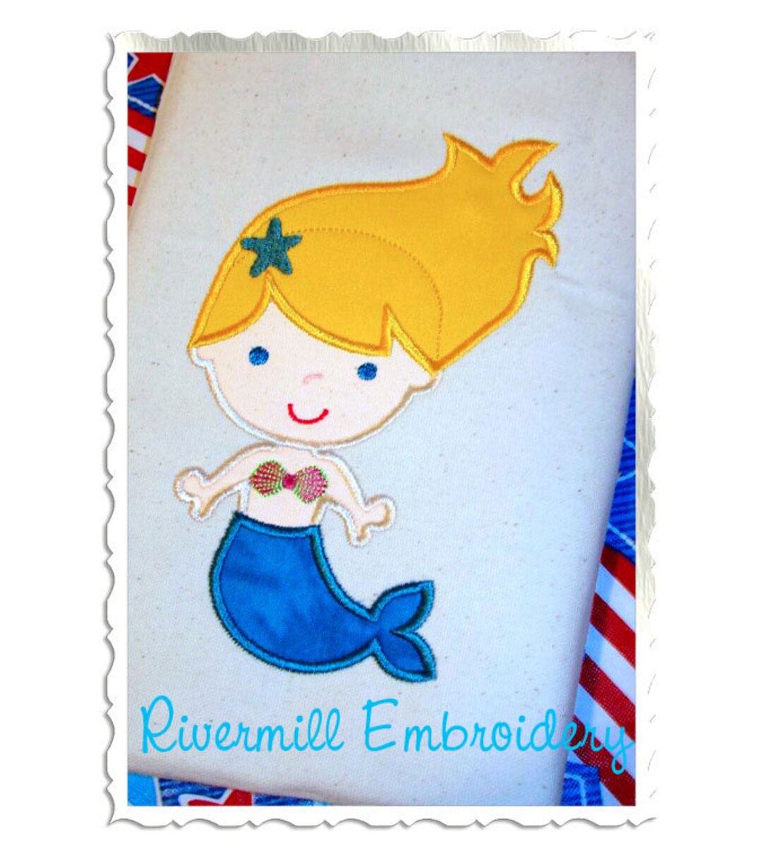 Applique Mermaid Machine Embroidery Design - 2 Sizes - Instant Download ...