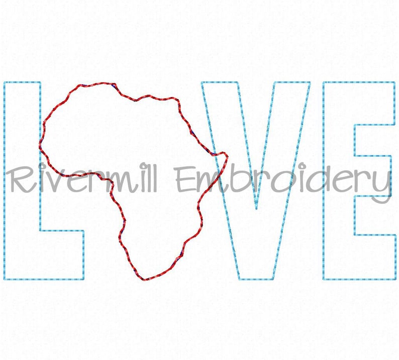Small Raggy Applique Africa Love Machine Embroidery Design 3 Etsy