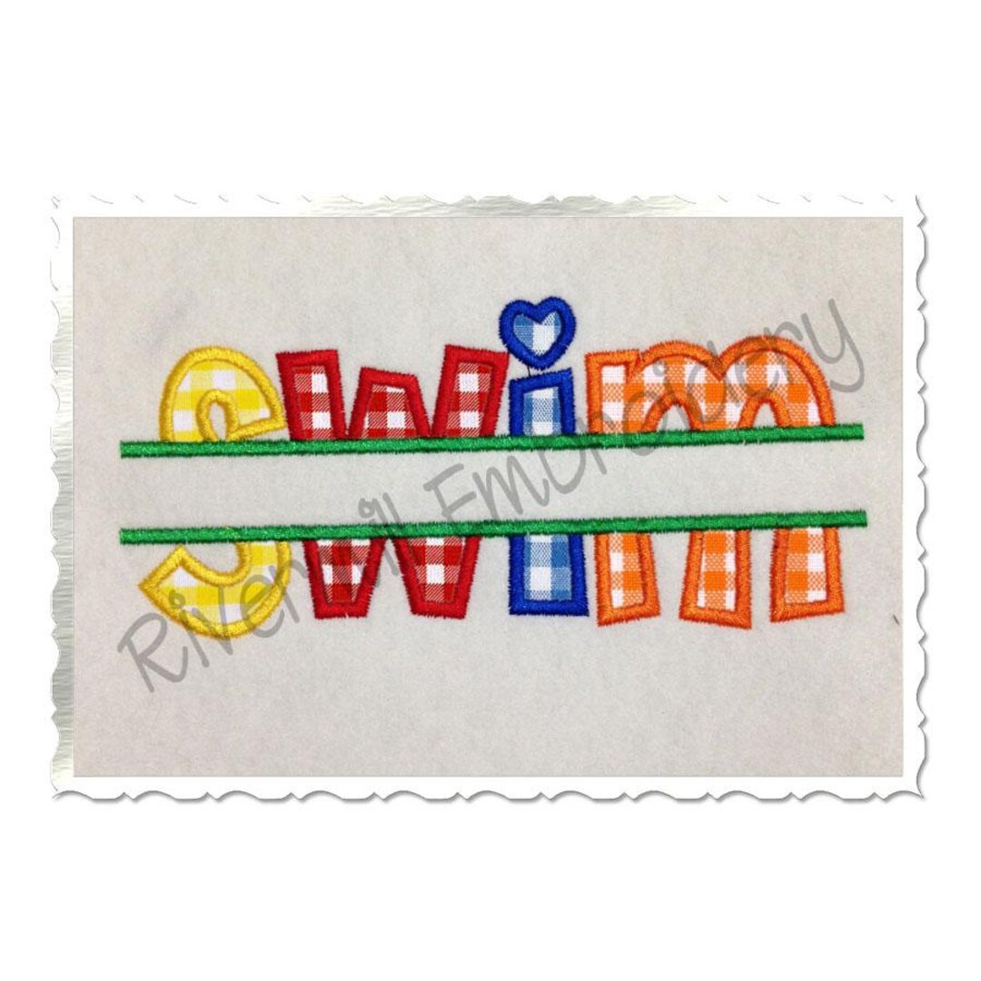 Split Applique Swim Machine Embroidery Design - 4 Sizes - Instant ...