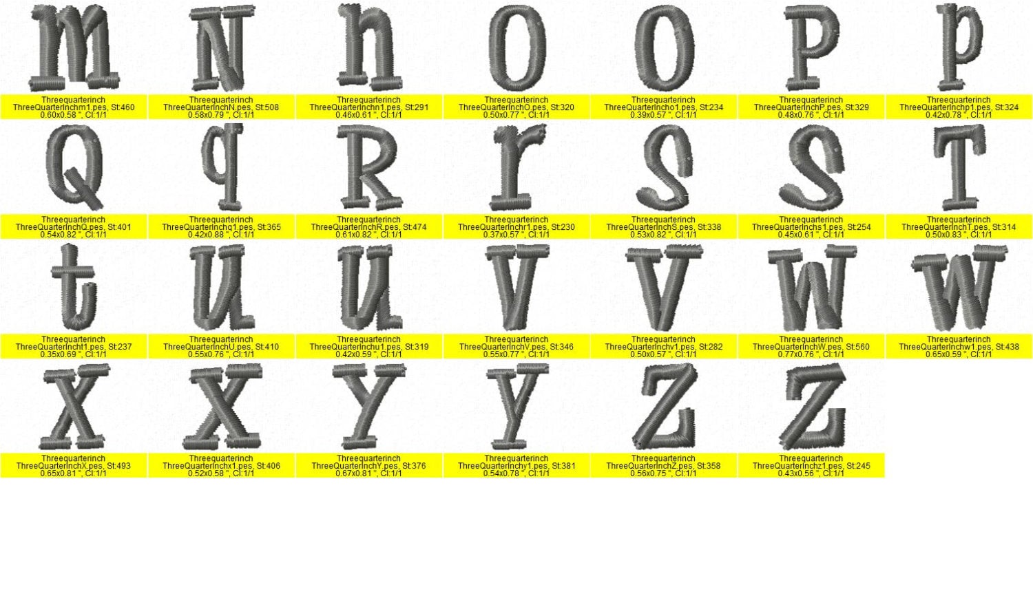Small Mini Riley Machine Embroidery Font Monogram Alphabet - 1/2" & 3/4 ...
