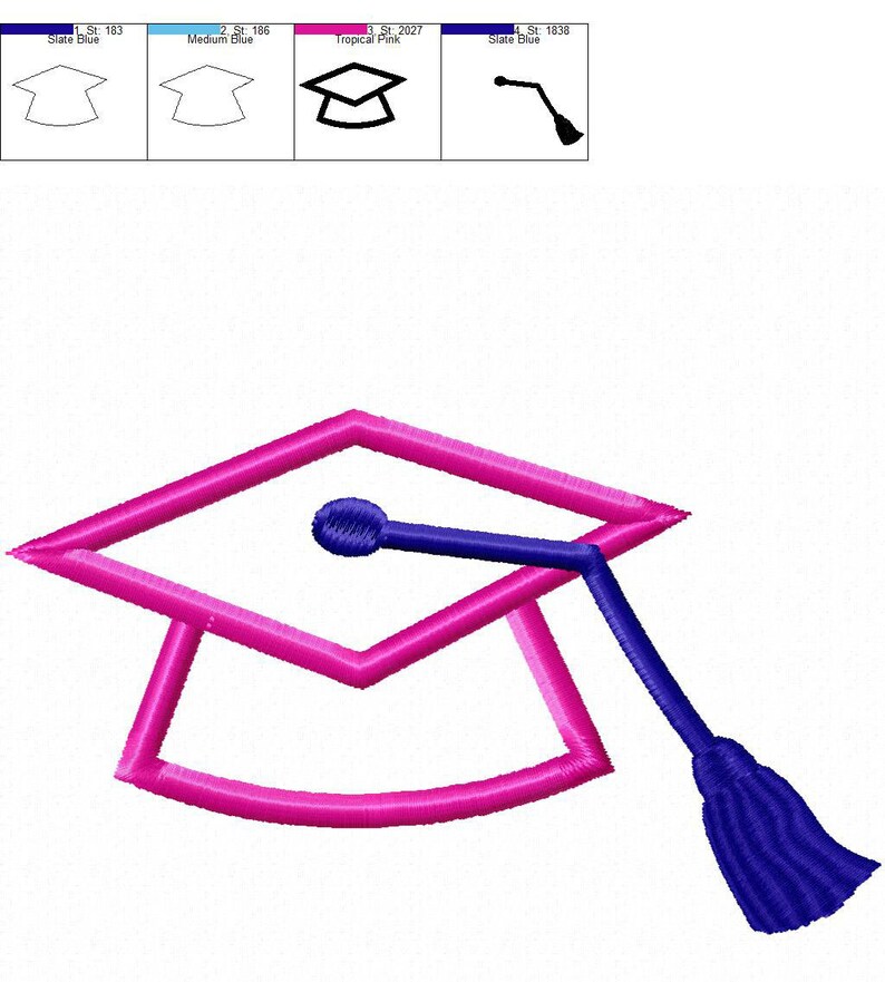 Applique Graduation Cap Machine Embroidery Design 4 Sizes | Etsy